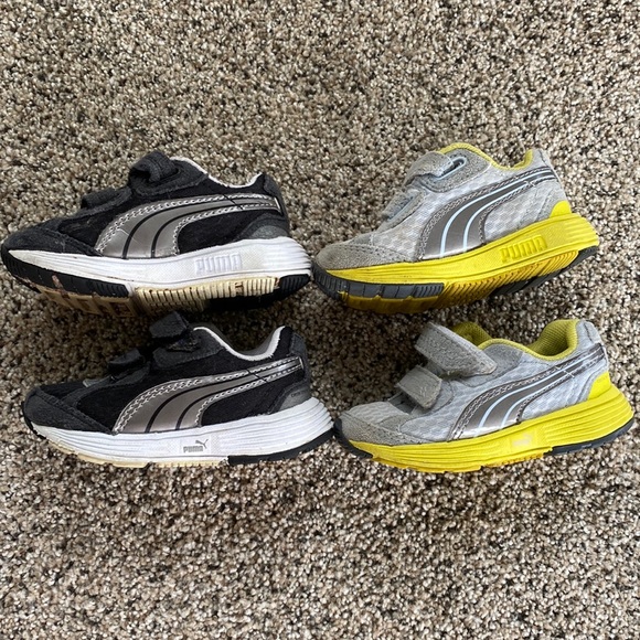Puma | Shoes | Baby Pumas Size 4 2 Pairs Black And Silver Pair And Gray ...